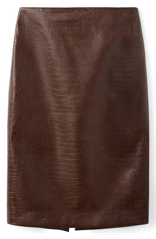 Mango Croc-embossed Faux Leather Midi Skirt