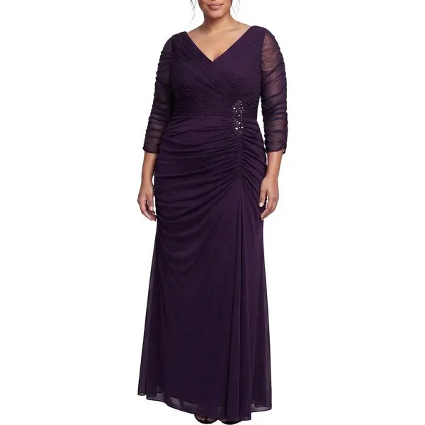 Alex Evenings Pleated Chiffon Gown