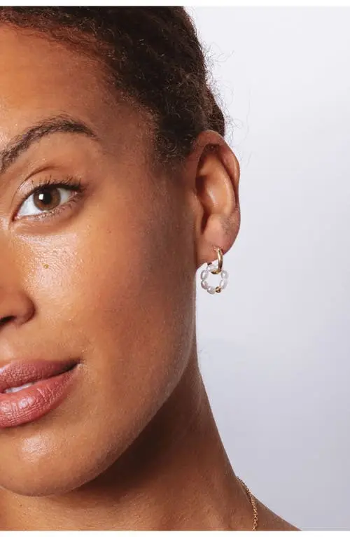 SET & STONES Pearl Halo Hoop Earrings