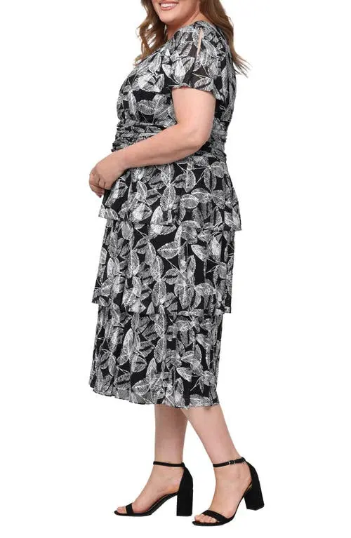 SL FASHIONS Tiered Tea Length Dress