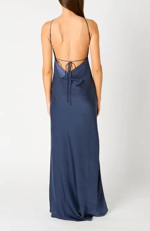 NIA Kelton Cowl Back Satin Gown