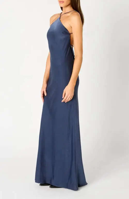NIA Kelton Cowl Back Satin Gown