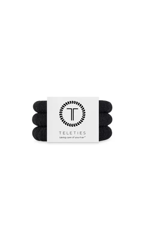 TELETIES Nylon Hair Ties - Jet Black