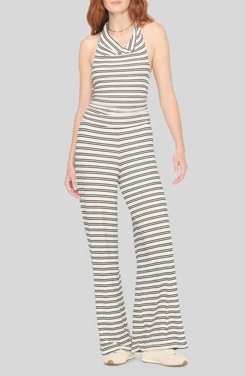 PROJECT SOCIAL T Goa Striped Halter Jumpsuit - Ivoblk Strp