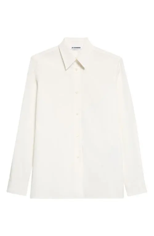 JIL SANDER Cutout Back Long Sleeve Cotton Shirt - Seashell