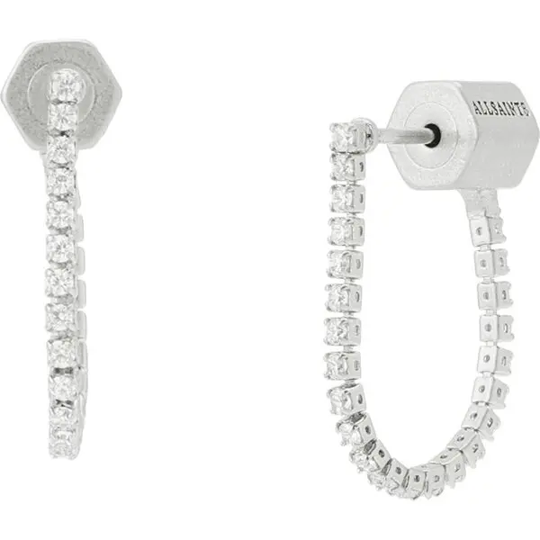 ALLSAINTS Crystal Front-to-back Hoop Earrings - Crystal/silver