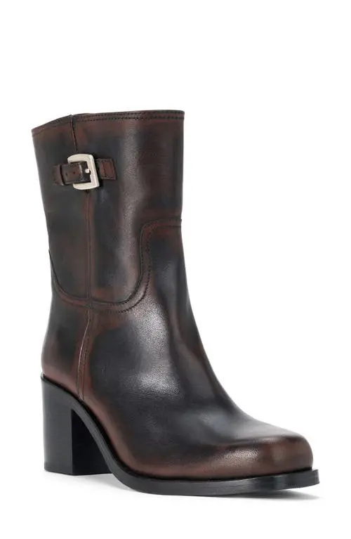 Staud Brooklyn Distressed Leather Ankle Boots With Buckle Detail - Espresso Distressed
