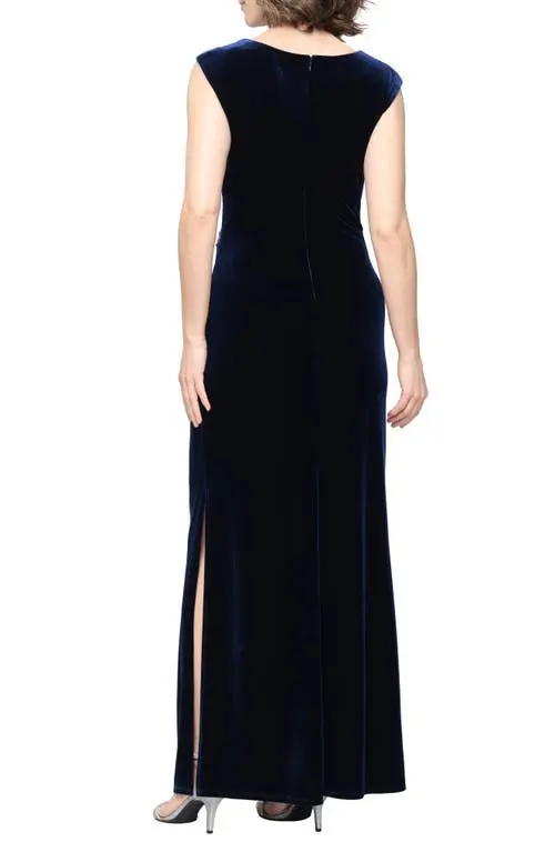 SL FASHIONS Velvet Surplice Gown