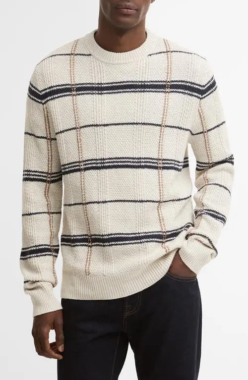 Barbour Fasey Cable Tartan Crewneck Sweater - Whisper White
