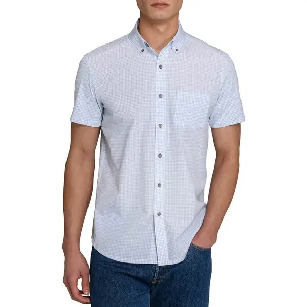 W.R.K Circle Geo Reworked Short Sleeve Button-down Shirt