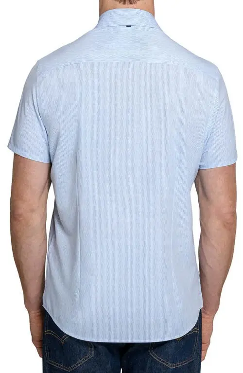 W.R.K Abstract Stripe Short Sleeve Performance Button-down Shirt