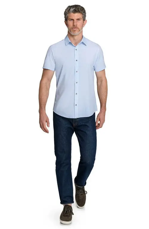 W.R.K Abstract Stripe Short Sleeve Performance Button-down Shirt
