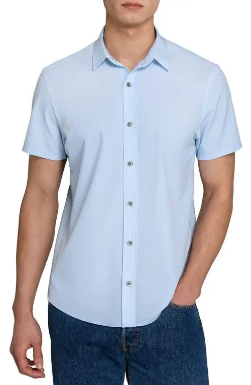 W.R.K Abstract Geo Performance Short Sleeve Button-down Shirt - Light Blue