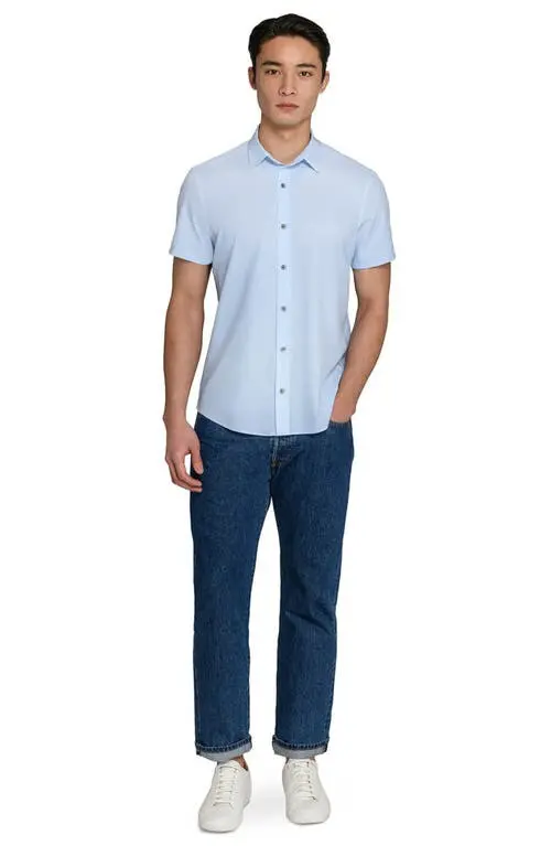 W.R.K Abstract Geo Performance Short Sleeve Button-down Shirt - Light Blue