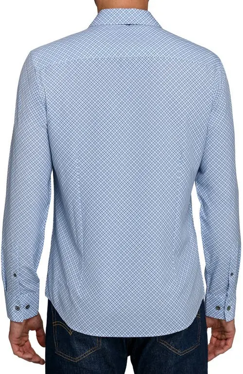 W.R.K Slim Fit Geometric Print Performance Button-up Shirt - Blue/green