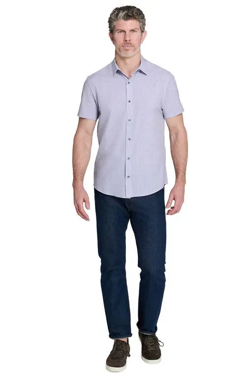 W.R.K Slim Fit Abstract Performance Short Sleeve Button-up Shirt - White