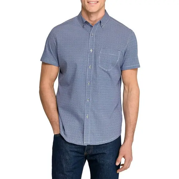 W.R.K Slim Fit Micro Square Reworked Short Sleeve Button-down Shirt