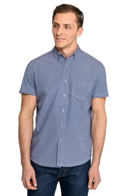 W.R.K Slim Fit Micro Square Reworked Short Sleeve Button-down Shirt