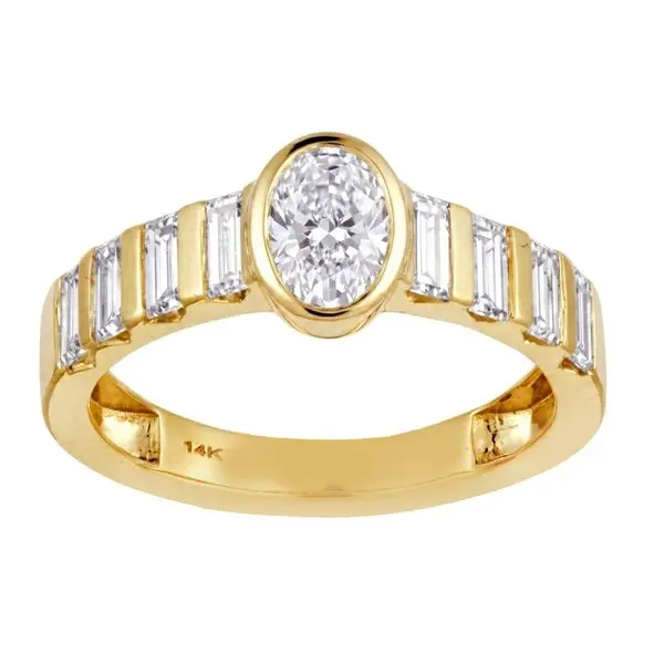 ARTISAN Gold / White 14k Yellow Gold Oval & Baguette Diamond Ring
