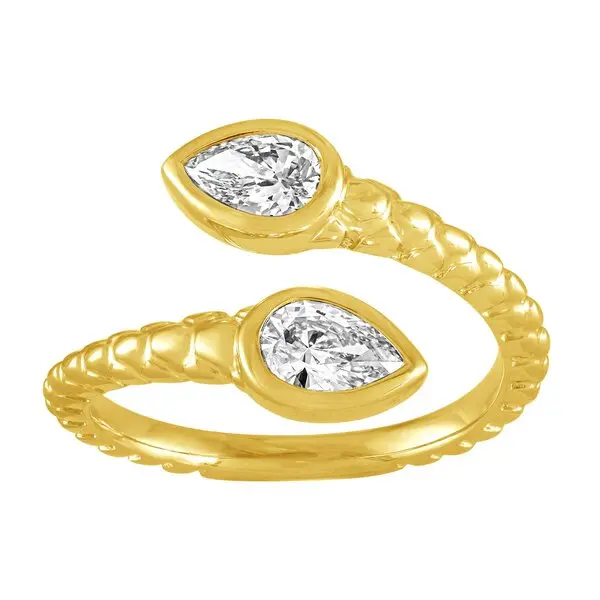 ARTISAN Gold / White 14k Yellow Gold Pear Diamond Bezel Open Ring