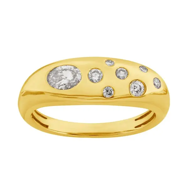 ARTISAN 14k Yellow Gold Flush Set Oval And Round Diamond Ring