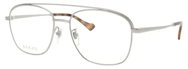 Gucci Metal Aviator Eyeglasses With Tortoiseshell Detail - In Description