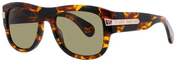 Gucci Rectangular Tortoiseshell Sunglasses With Rose Gold Tone Accents - In Description
