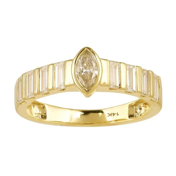 ARTISAN Gold / White 14k Yellow Gold Marquise & Baguette Diamond Ring - Gold/white