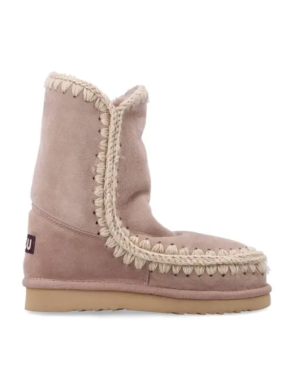 Mou Suede Platform Boots With Crochet Trim