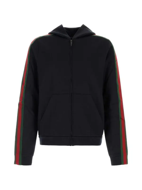 Gucci Full-zip Hoodie With Signature Stripes - Urbanblue