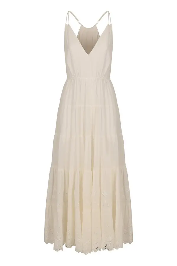 Celine Cotton-silk Crepon Maxi Dress With Broderie Anglaise