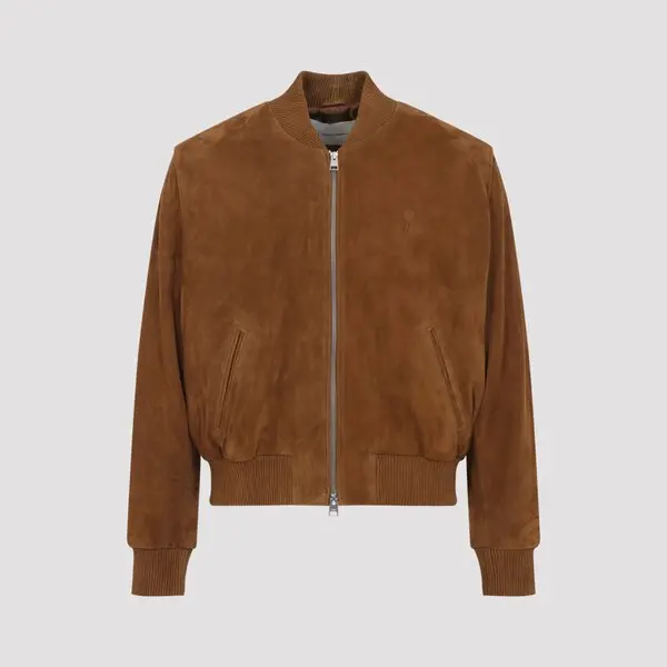 AMI Paris Suede Goat Leather Zip-up Bomber Jacket