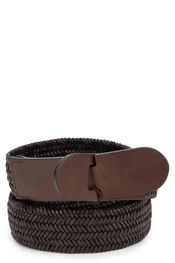 SLOWEAR Woven Leather Belt With Statement Buckle