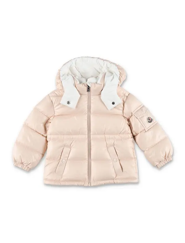 Moncler Lightweight Glossy Down Puffer Jacket With Detachable Hood - Light Pink