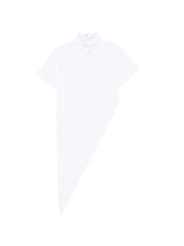 Alaïa Asymmetric High-neck Cotton Top With Short Sleeves - White