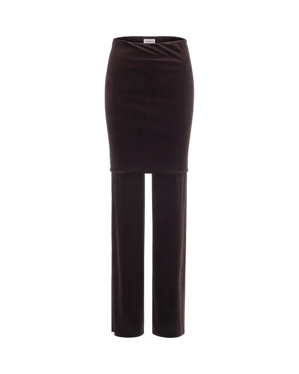 Andamane Jersey Maxi Skirt Over Pants - Dark Brown