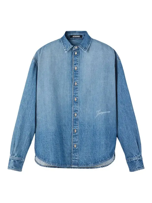Jacquemus Denim Shirt With Embroidered Logo