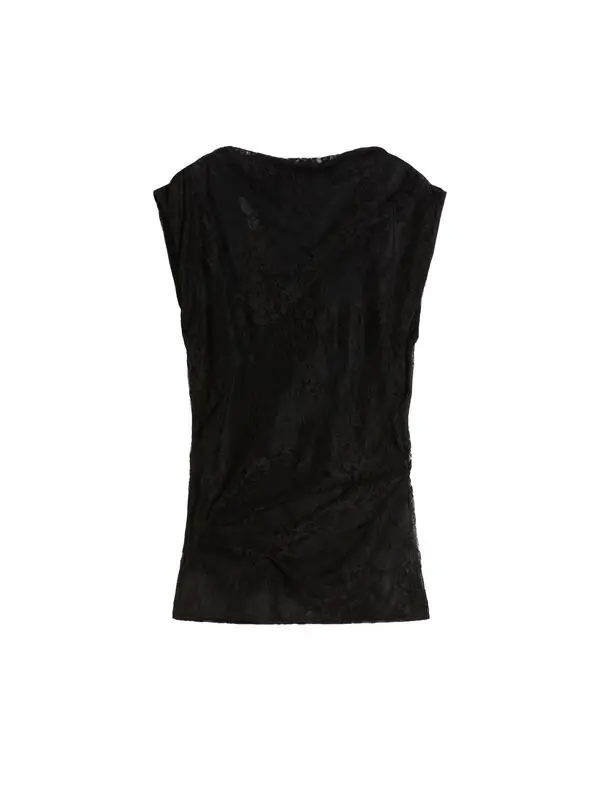 Sportmax Lace Sleeveless Top With Draped Relaxed Fit And Racerback Technical Tank