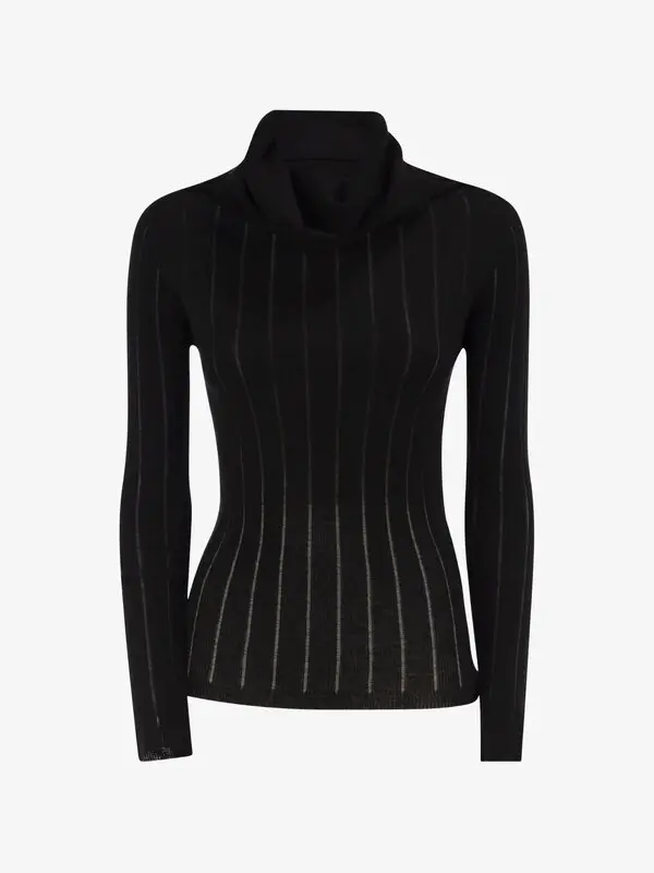 Max Mara Embroidered Silk-wool Turtleneck Sweater - Nero