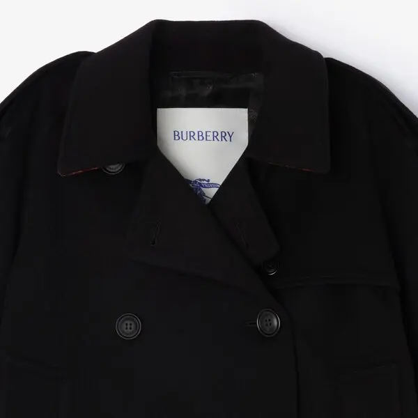 Burberry Cropped Cashmere Mayfair Trench Jacket - Black
