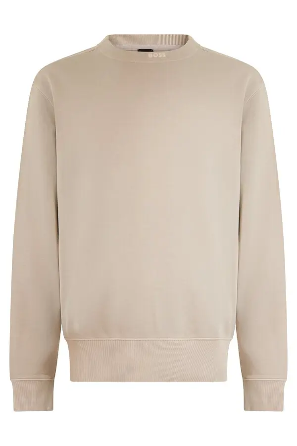 BOSS Crew Neck Cotton Sweatshirt With Ribbed Cuffs And Hem