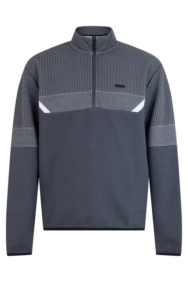 BOSS Cotton-blend Zip-up Sweatshirt With High Collar