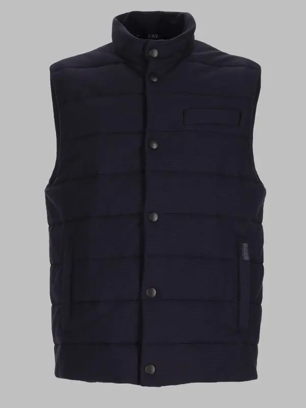 FAY Quilted Puffer Vest With Stand Collar