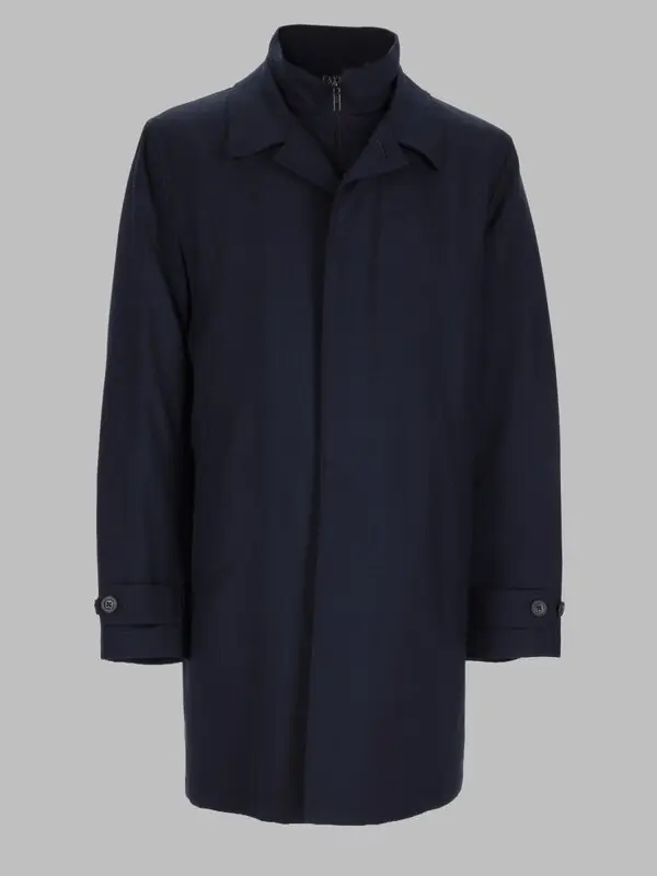 FAY Tailored Zip-front Long Coat With Classic Collar