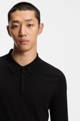 Hugo Slim-fit Knit Polo With Reverse Logo