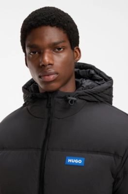 Hugo Water-repellent Puffer Jacket With Logo Badge