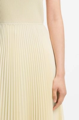 BOSS Ribbed Knit One-shoulder Dress With Pleated Skirt