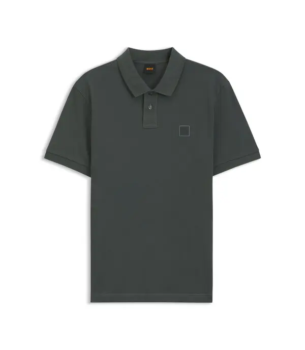 BOSS Stretch-cotton Slim-fit Polo Shirt With Logo Patch - Light Green