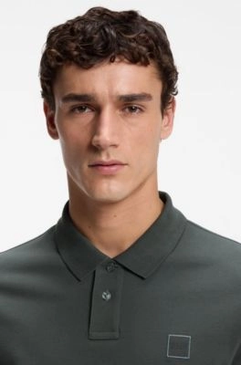 BOSS Stretch-cotton Slim-fit Polo Shirt With Logo Patch - Light Green