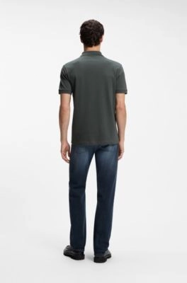 BOSS Stretch-cotton Slim-fit Polo Shirt With Logo Patch - Light Green
